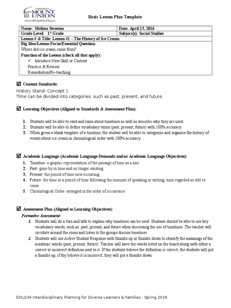 Unit Lesson Plan - 1st Grade Social Studies | PDF | Educational ...