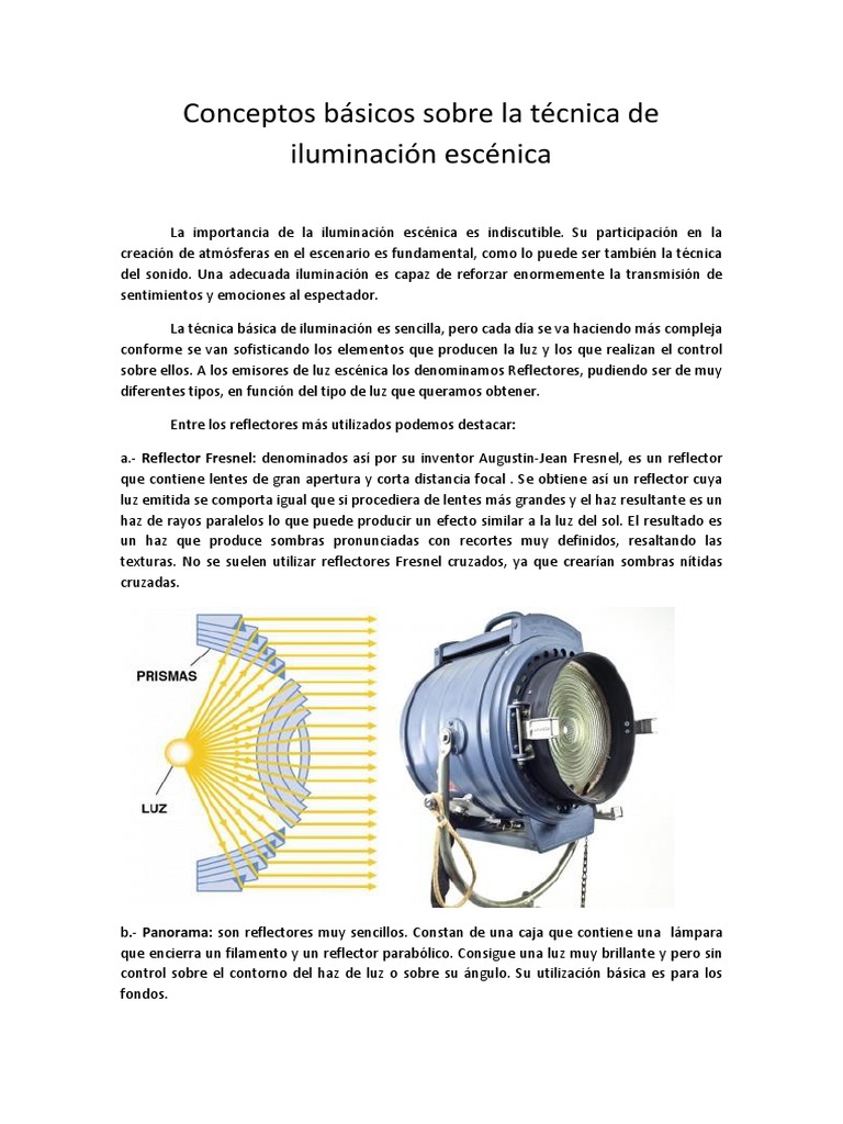 Conceptos Básicos Sobre La Técnica de Iluminación Escénica | PDF | Ligero | Encendiendo