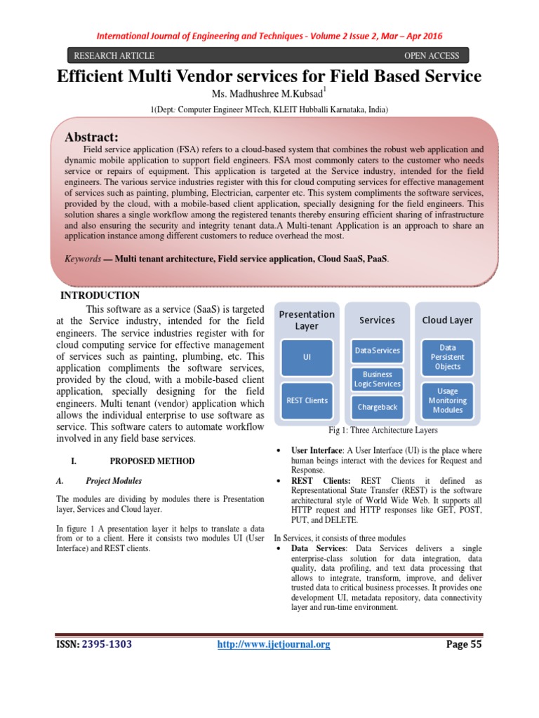 Efficient Multi Vendor Services For Field Based Service: Abstract | PDF ...