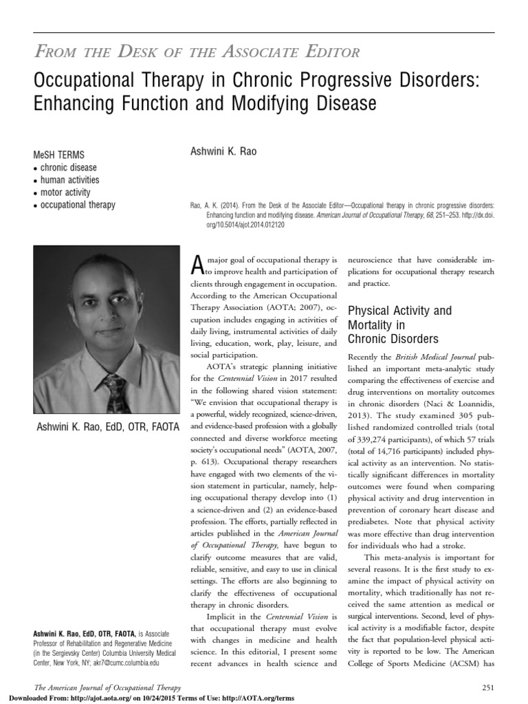 Occupational Therapy in Chronic Progressive Disorders: Enhancing ...