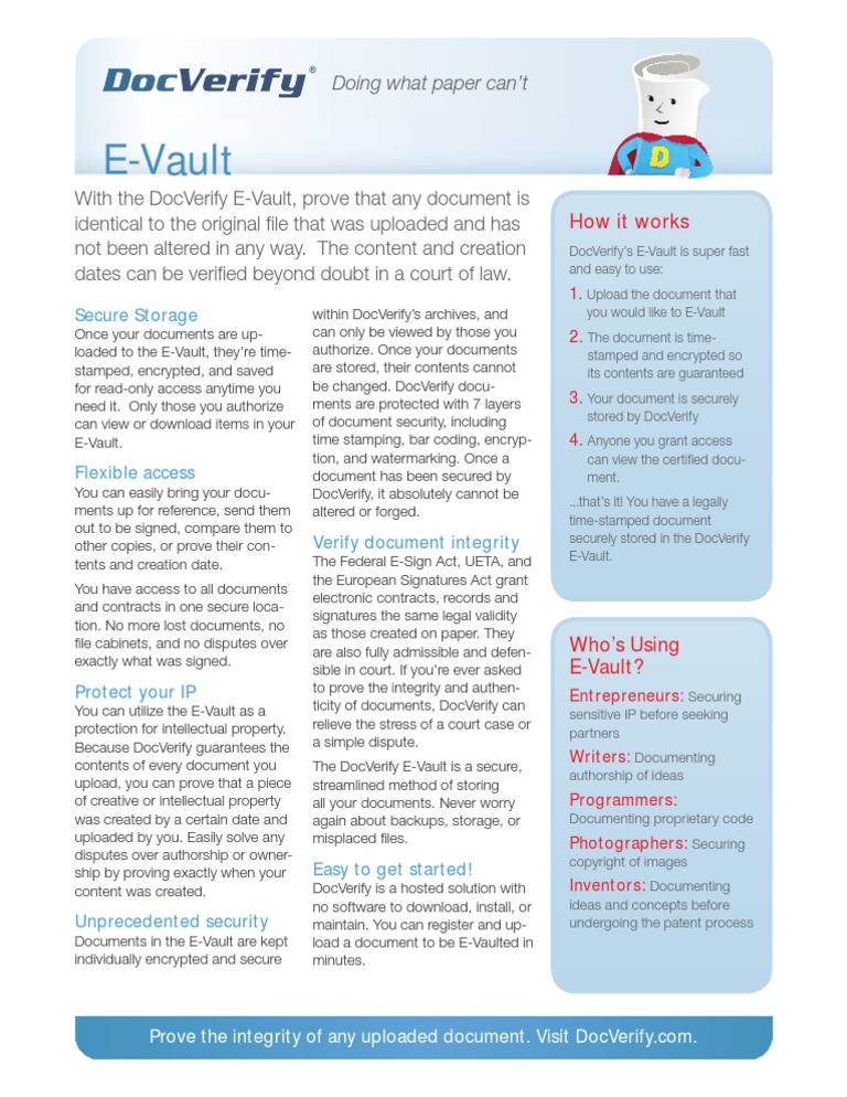 Docverify Electronic Vault | PDF | Intellectual Property | Encryption