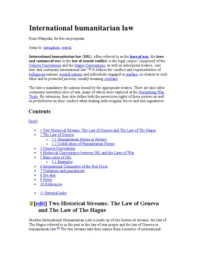 International Humanitarian Law | Geneva Conventions | Law Of War