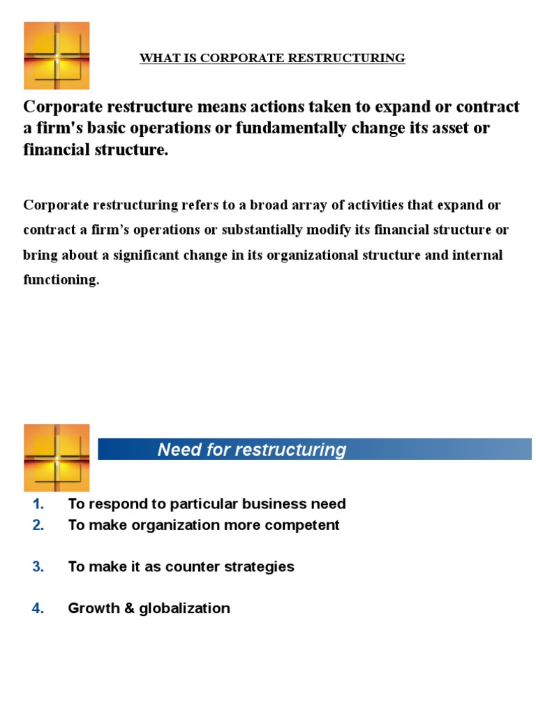 Corporate Restructuring Overview | PDF | Takeover | Mergers And ...
