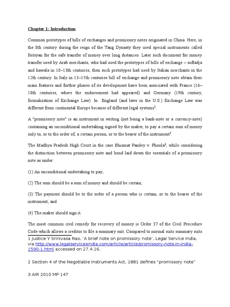 Recovery of Money Through Promissory Notes | PDF | Negotiable ...