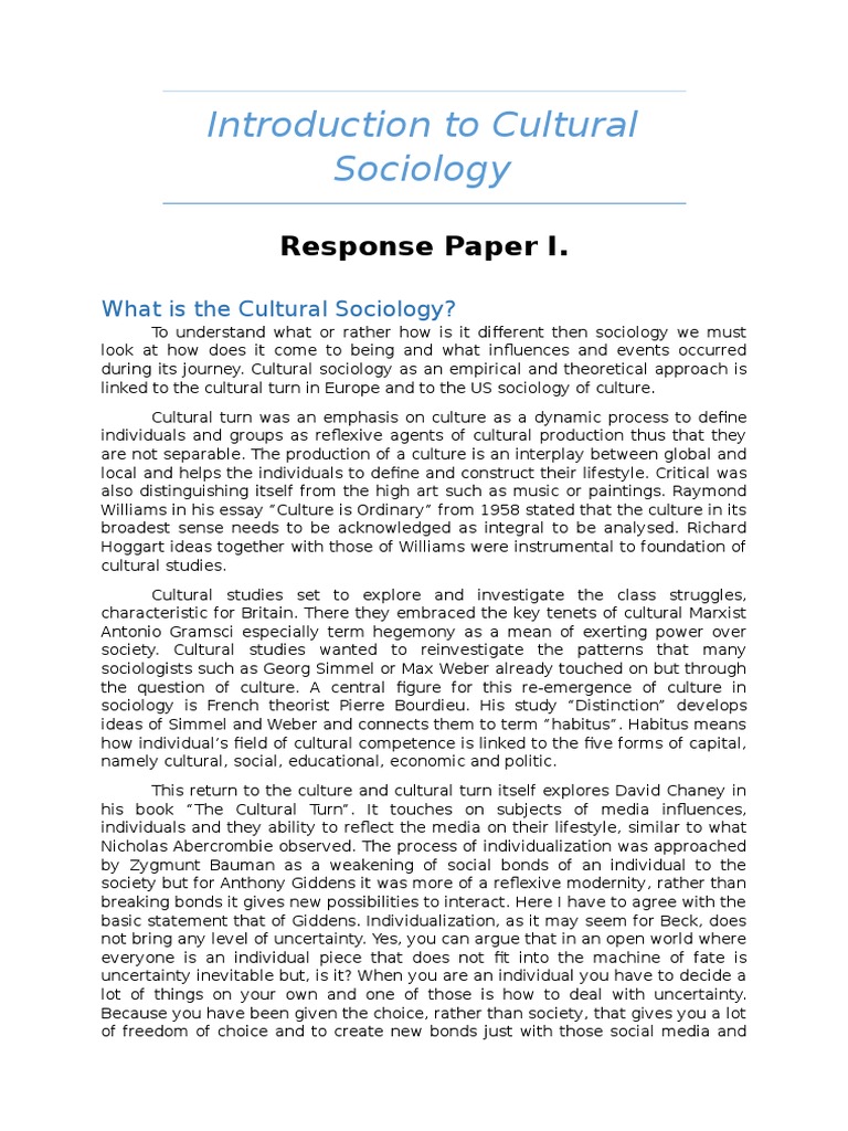 Introduction To Cultural Sociology | PDF | Sociology | Cultural Studies