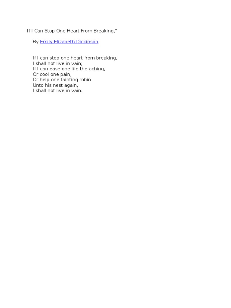 If I Can Stop One Heart From Breaking | PDF