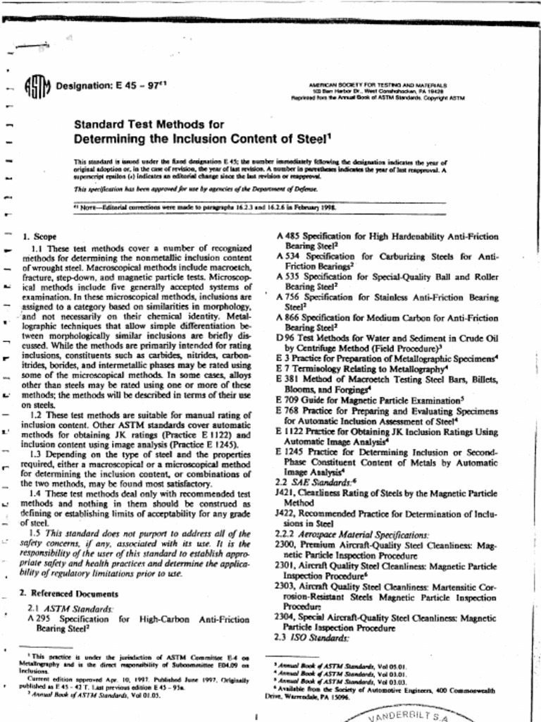 Astm E-45-97 | PDF