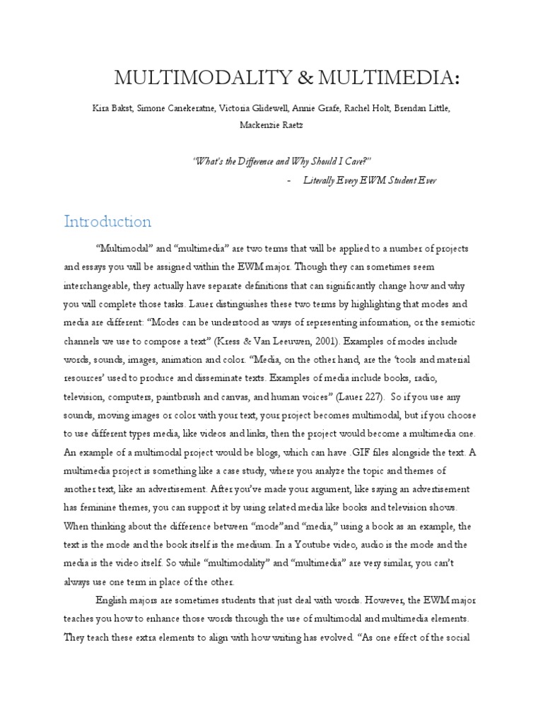Multimodality | PDF | Multimedia | Essays
