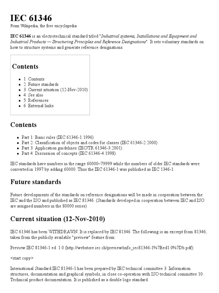 IEC 61346 - Wikipedia | PDF | International Electrotechnical Commission | International ...