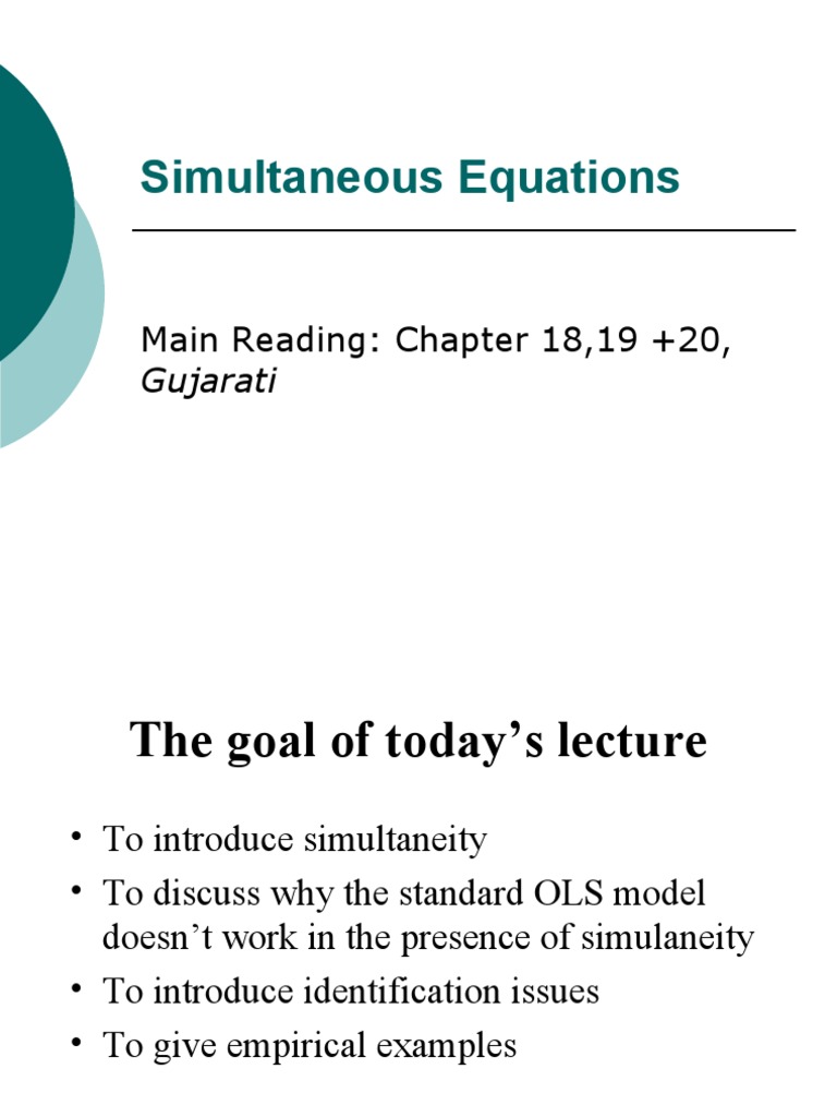 Simultaneous Equations | PDF | Ordinary Least Squares | Linear Regression