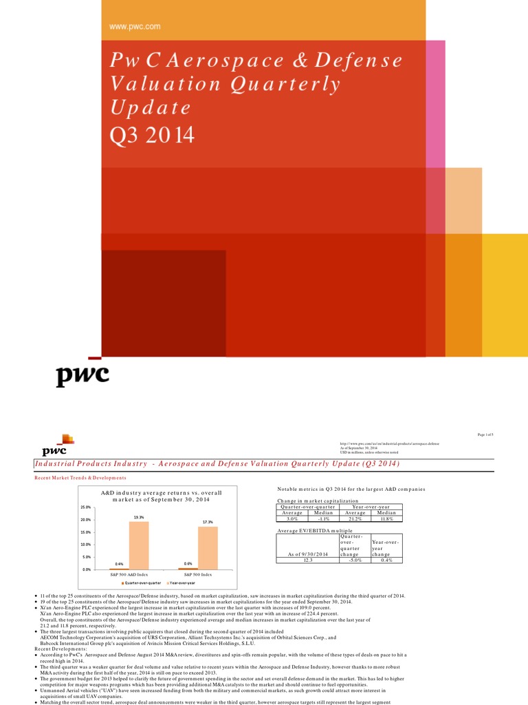 PWC Ts Valuation Aerospace and Defense q3 2014 | PDF | Mergers And ...