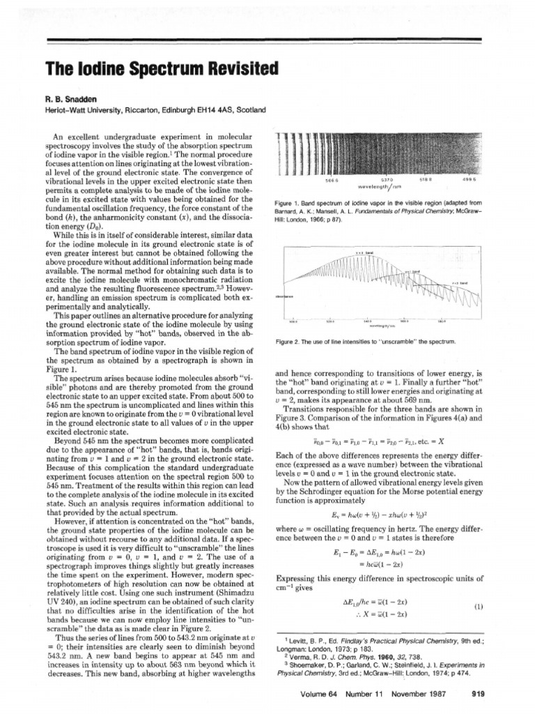 The Iodine Spectrum Revisited | PDF | Energy Level | Spectrum