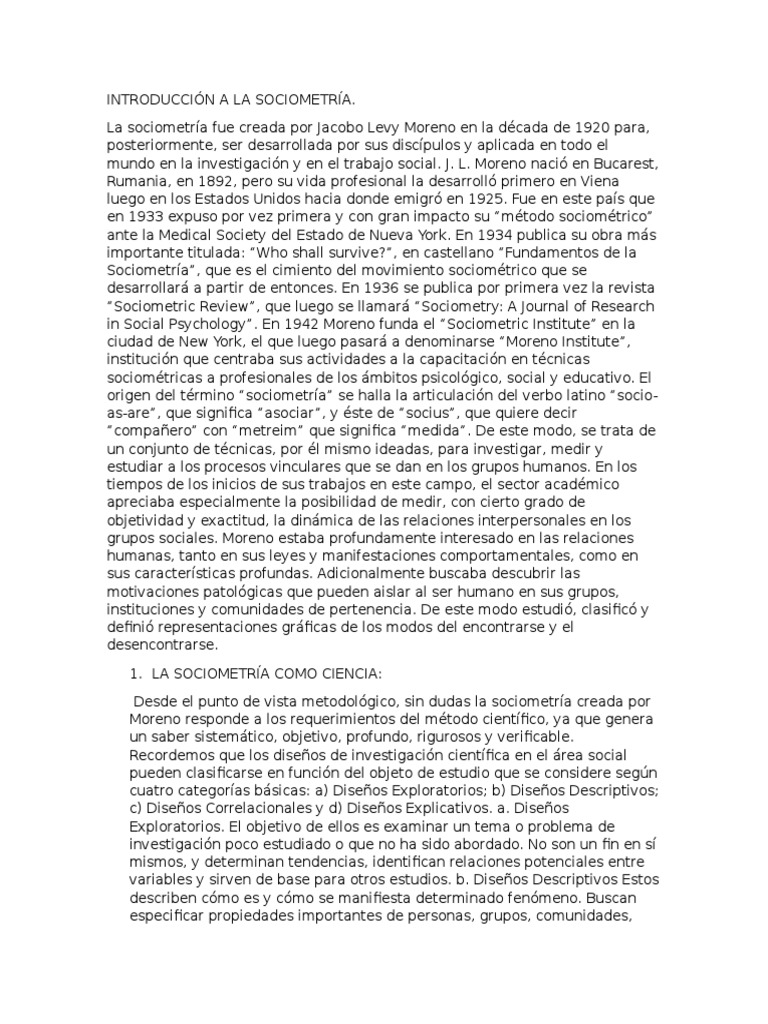 Introducción a La Sociometría | PDF | Ciencia cognitiva | Conceptos ...