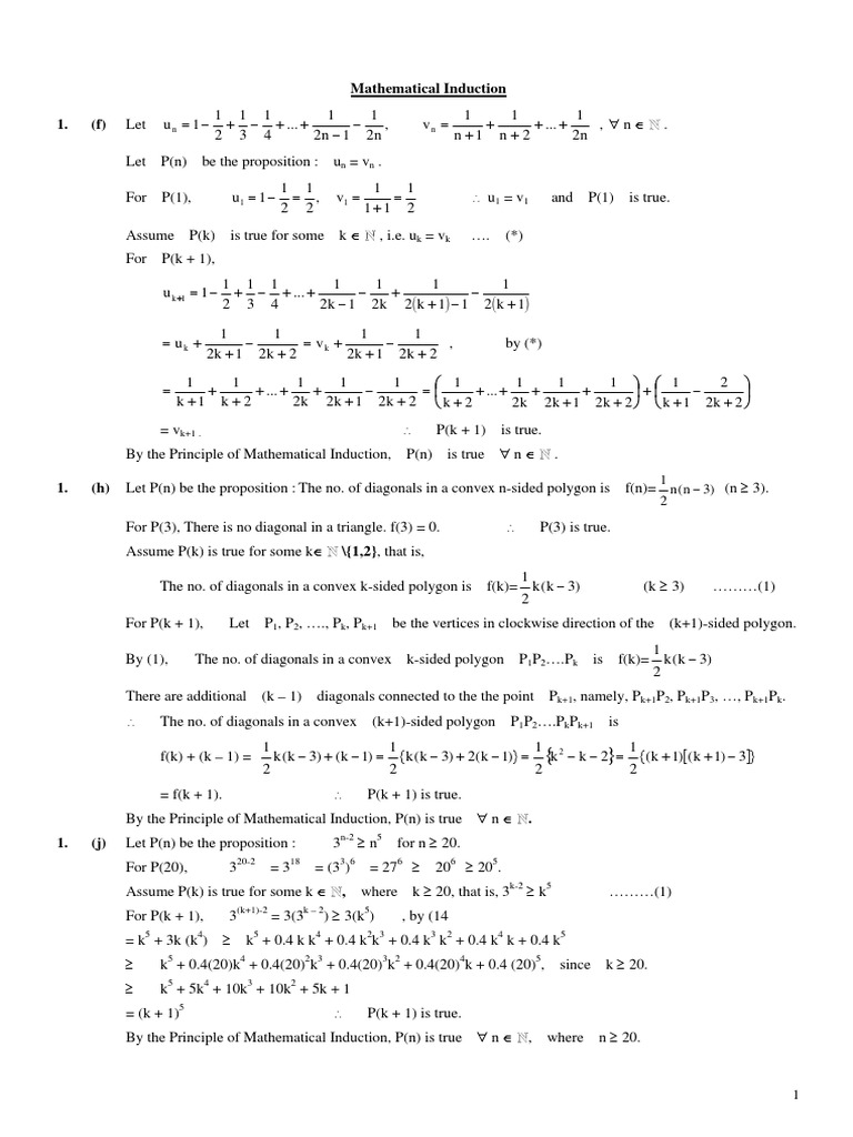 Mathematical Induction Worksheet Mathematical Induction Worksheet