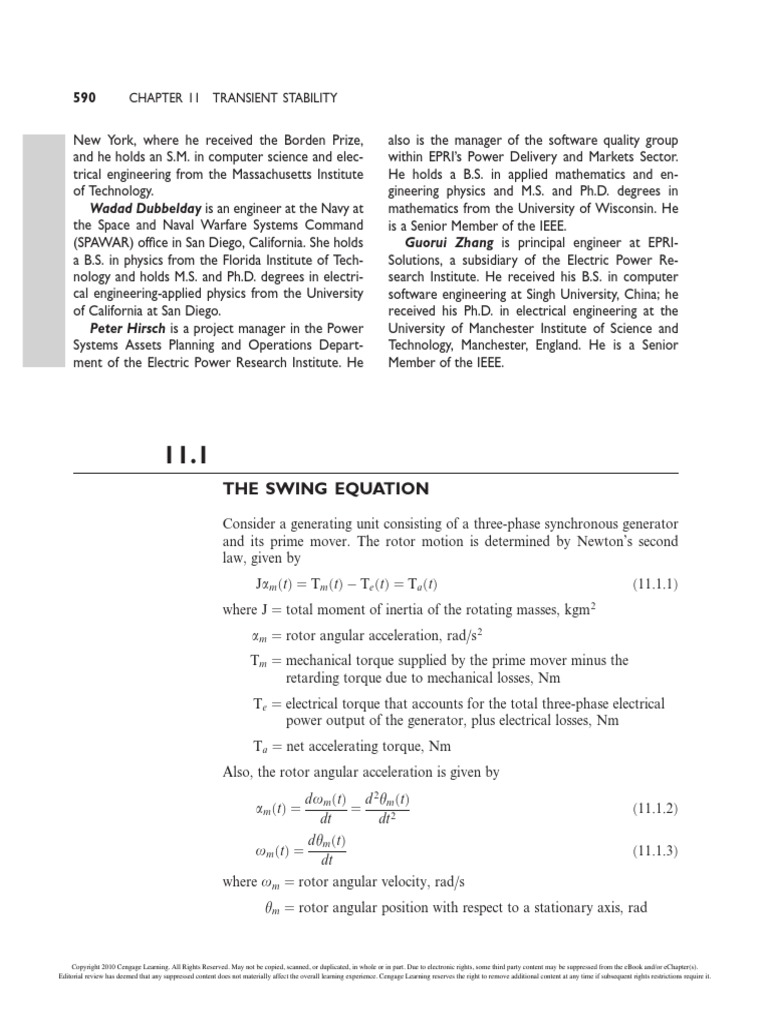 Swing Equation | Download Free PDF | Rotation Around A Fixed Axis | Torque