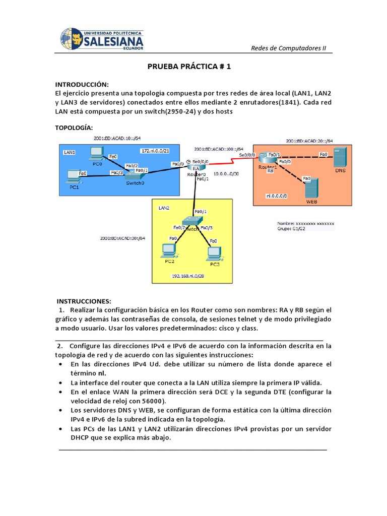 Prueba Práctica #1 NAT - DHCP | PDF | Dirección IP | Enrutador (Computación)