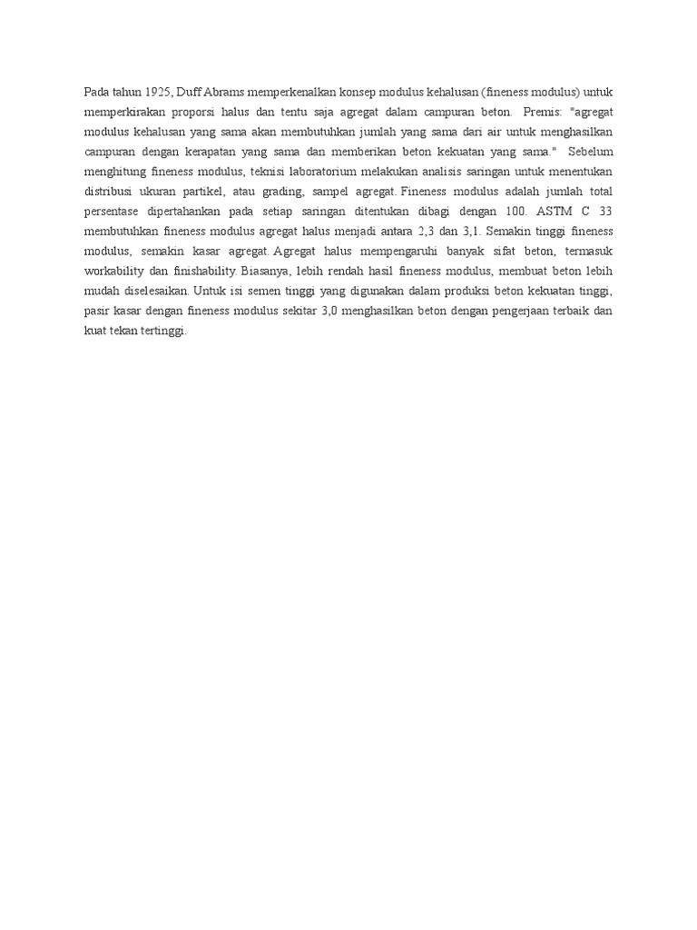 Modulus Kehalusan Butir | PDF | Teknologi & Rekayasa