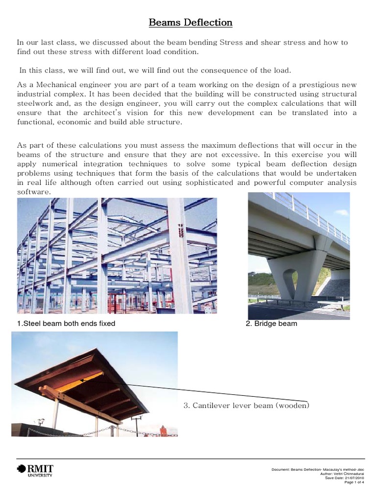 Beams Deflection- Macaulay's Method | Beam (Structure) | Stress (Mechanics)