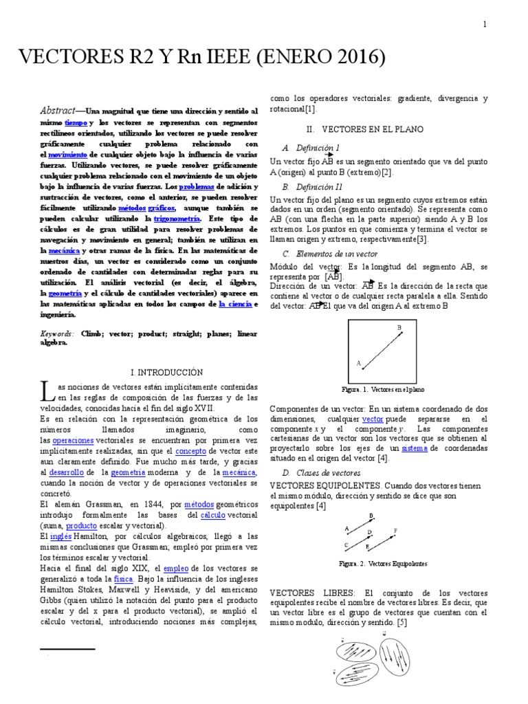 Ieee Vectores | PDF | Vector Euclidiano | Espacio vectorial