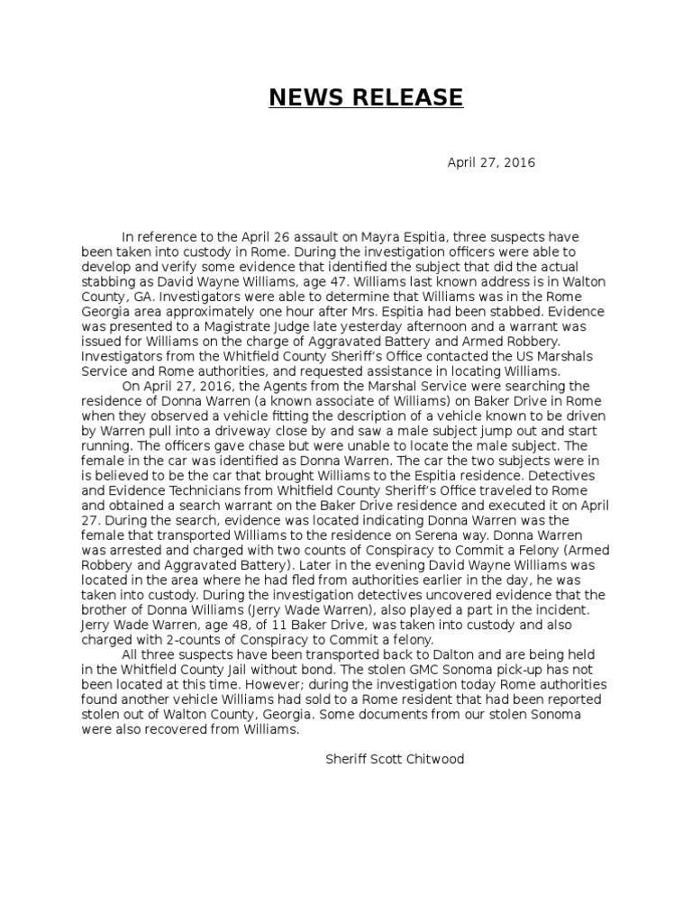 David Wayne Williams Arrest | PDF | Search Warrant | Arrest