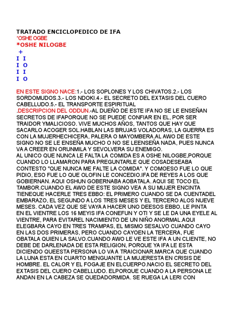 Oshe Nilogbe Tratado de Ifa | PDF | Religiones religiosas | Religión étnica