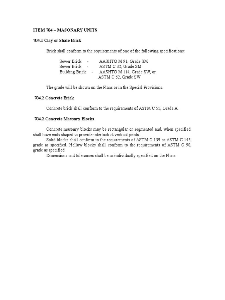 Masonry Units Specifications and Standards | PDF | Technology & Engineering