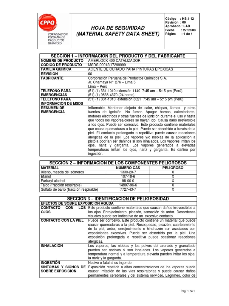 Catalizador Amerlock 400 | Combustión | Agua