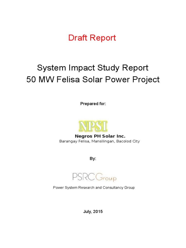 Draft-SIS Negros PH Solar Inc. 50 MW Solar Project | PDF | Electrical ...