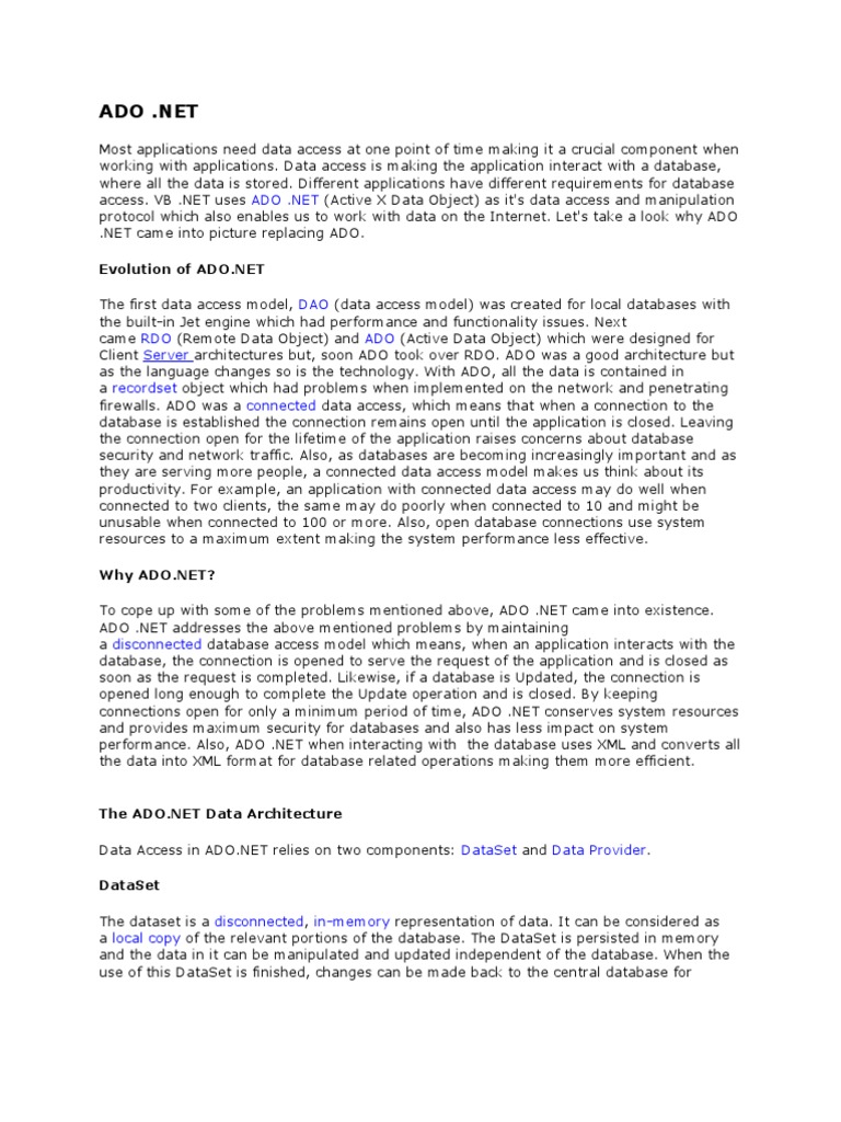 ADO Dot Net | PDF | Microsoft Access | Databases