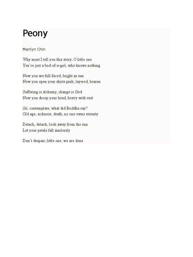 Peony Poem | PDF