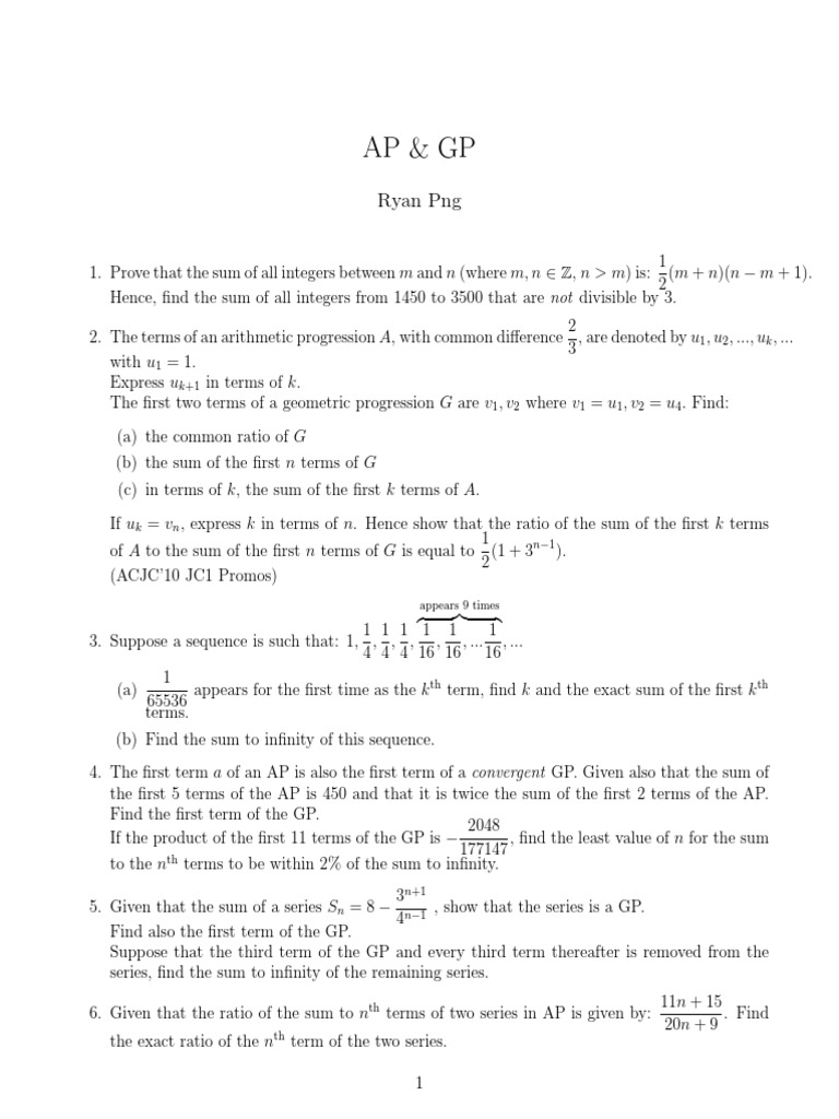 AP GP Exercise | PDF | Sequence | Infinity