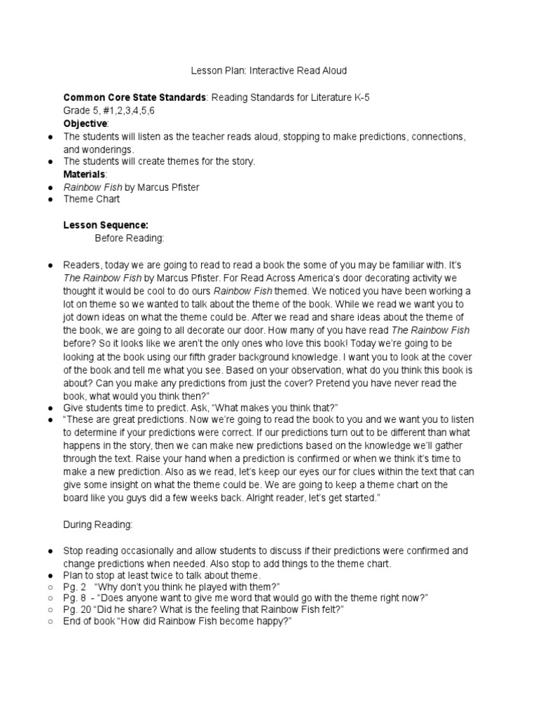Common Core State Standards: Reading Standards For Literature K-5 ...
