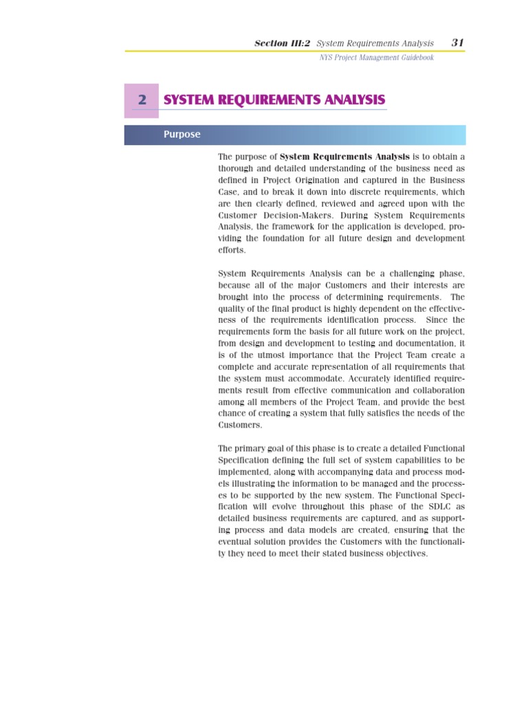 System Requirements Analysis: Purpose | PDF