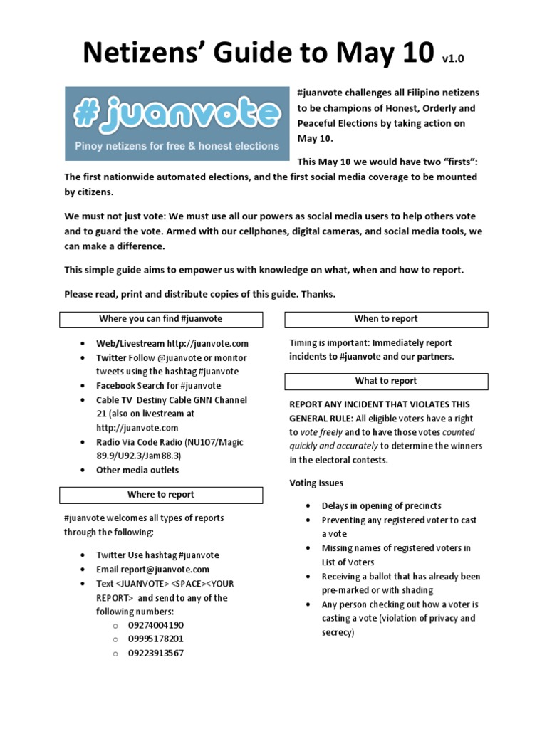 Filipino Netizens' Election Guide | PDF | Social Media | Popular ...