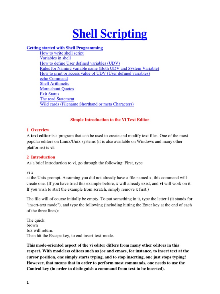 Shell Scripting: Getting Started With Shell Programming | PDF | Variable (Computer Science ...