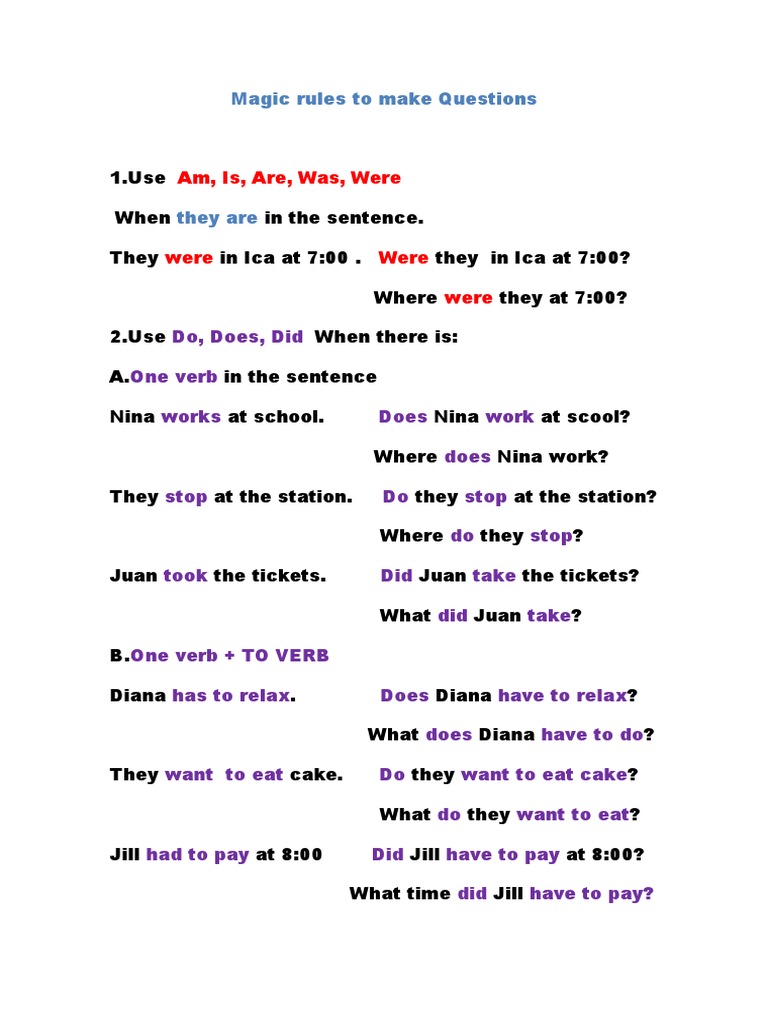 Magic Rules for Forming Questions | PDF | Language Arts & Discipline