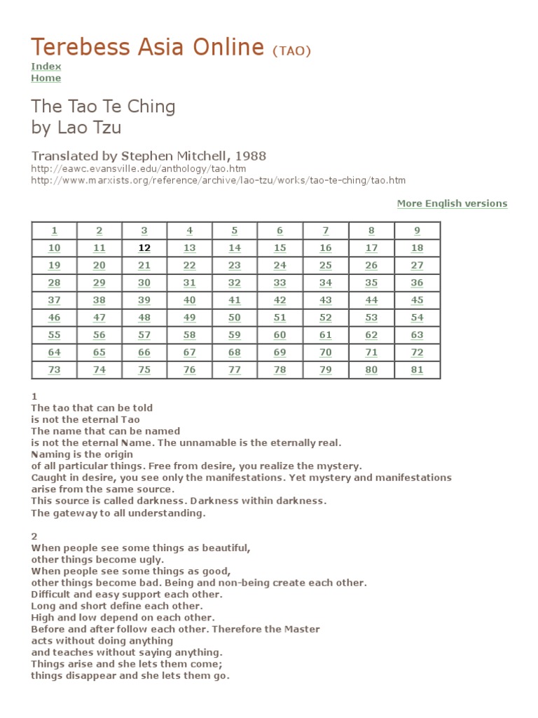 Stephen Mitchell - Tao Te Ching | PDF | Tao | Compassion
