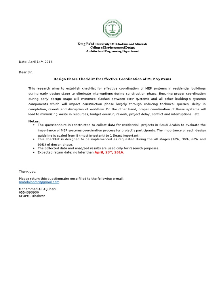 Questionnaire Survey - MEP Design Guidelines | PDF | Duct (Flow) | Hvac