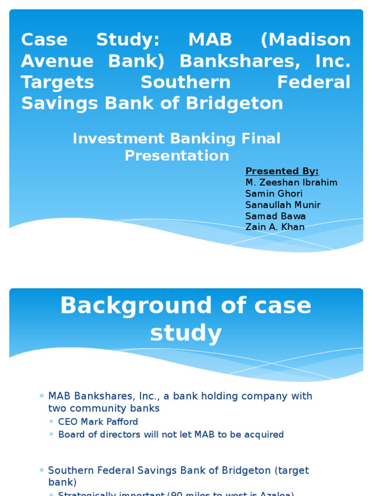 Case Study | PDF | Mergers And Acquisitions | Banks