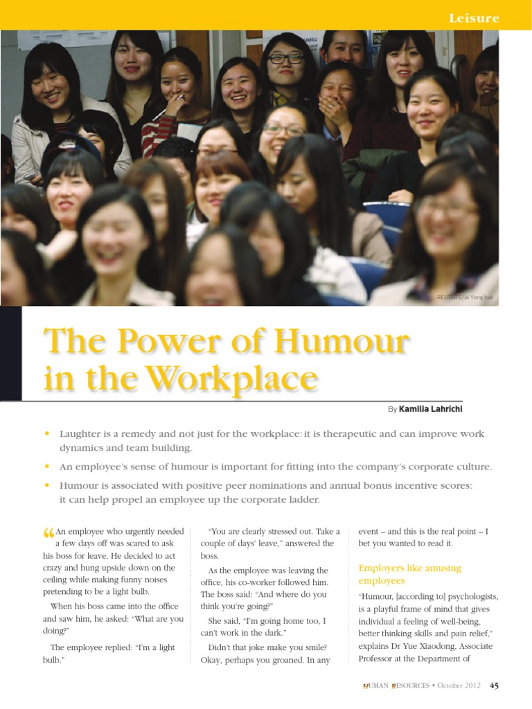 Benefits of Humor in the Workplace | PDF | Humour | Jokes