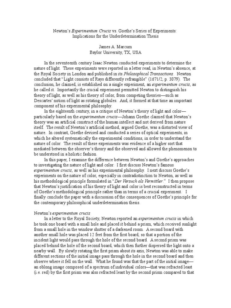 Newton vs. Goethe: Experiments on Light and Color | PDF | Prism ...