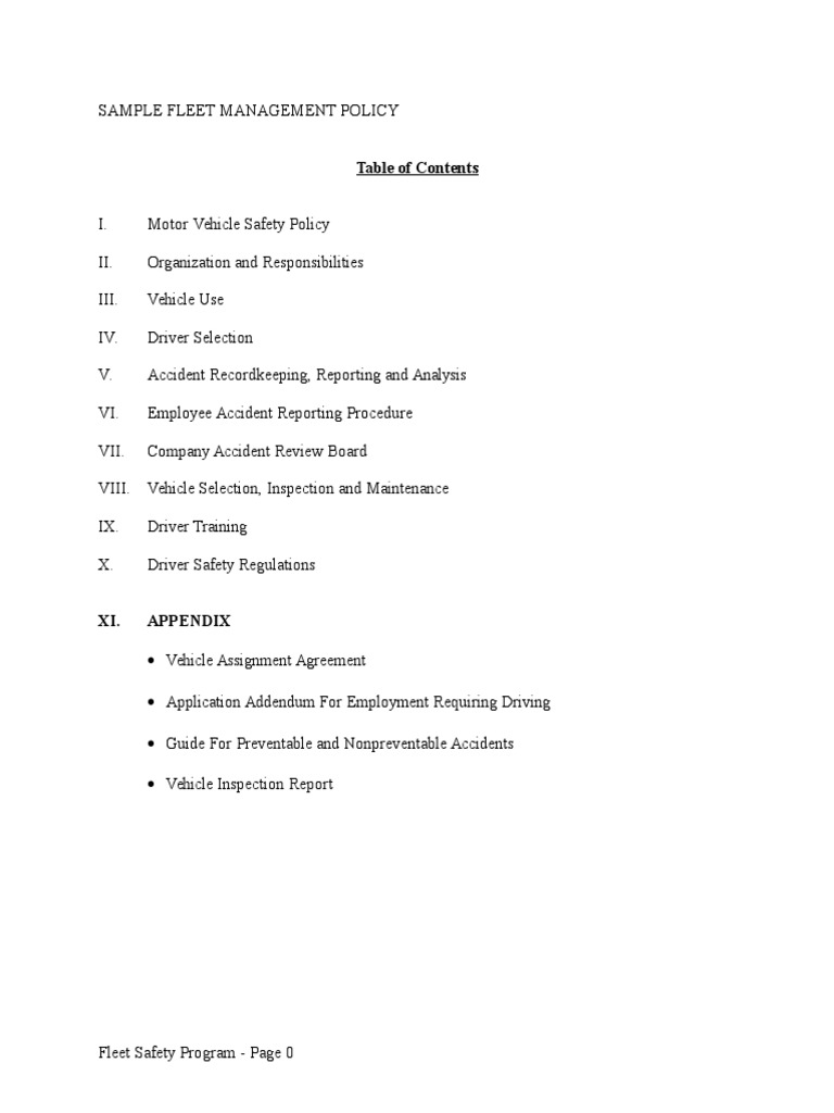 Sample Fleet Safety Program | PDF | Traffic Collision | Traffic