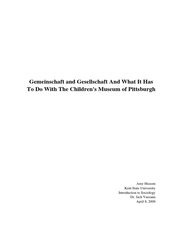 Tonnies' Theory and Children's Museum Insights | PDF | Sociological ...