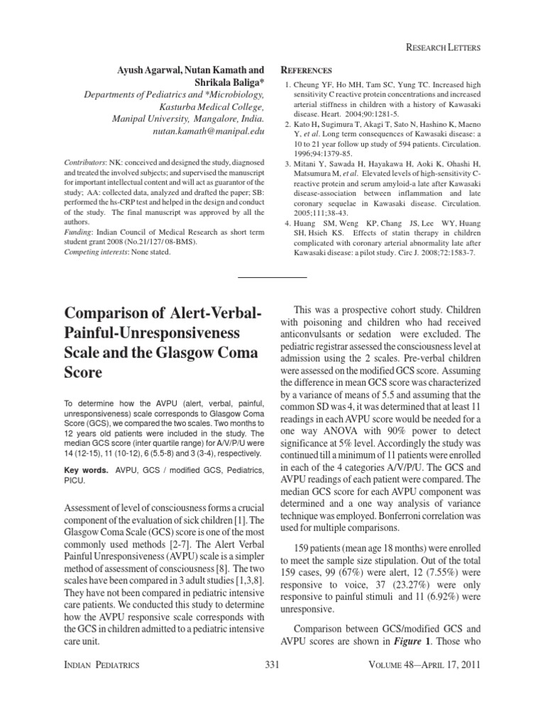 Avpu Gcs | PDF | Median | Coma