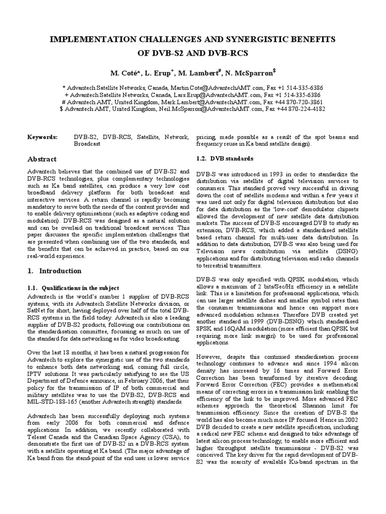Advantech DVB S2 RCS Paper | Download Free PDF | Network Packet ...