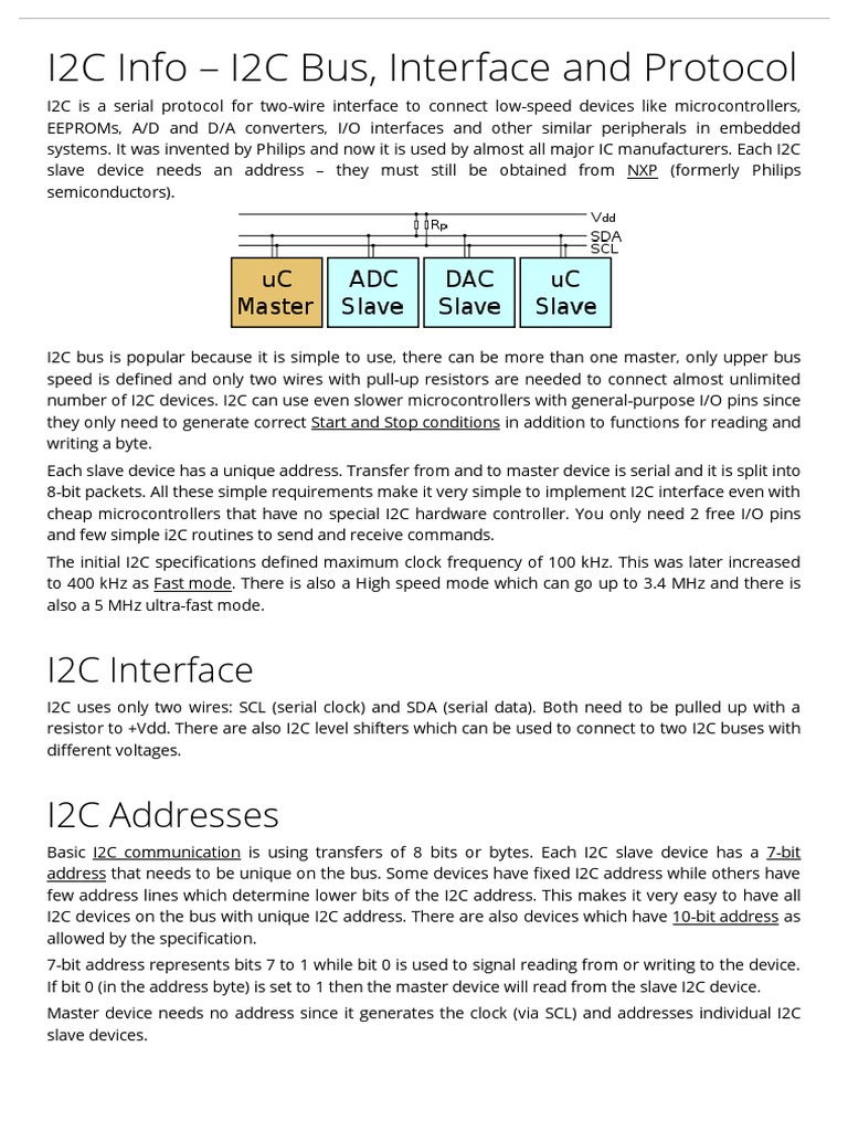 I2C Info - I2C Bus, Interface and Protocol | PDF | Internet Protocols | Computer Engineering