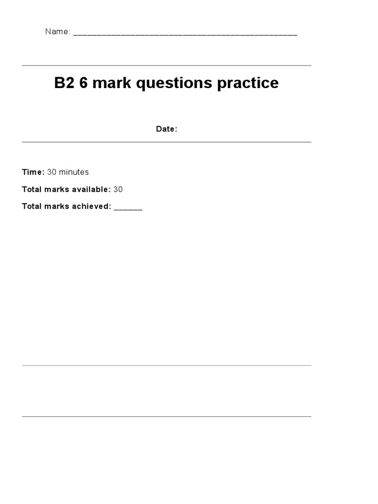 B2 6 Mark Questions | PDF | Meiosis | Dna