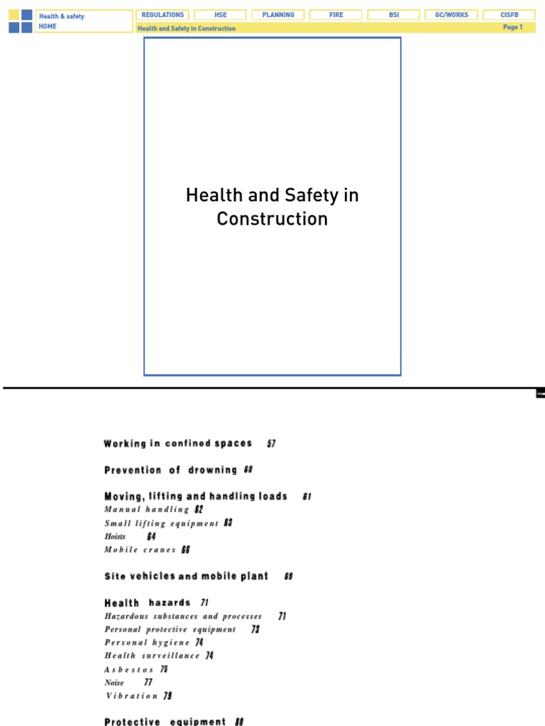 Health and Safety in Construction | PDF | Occupational Safety And ...