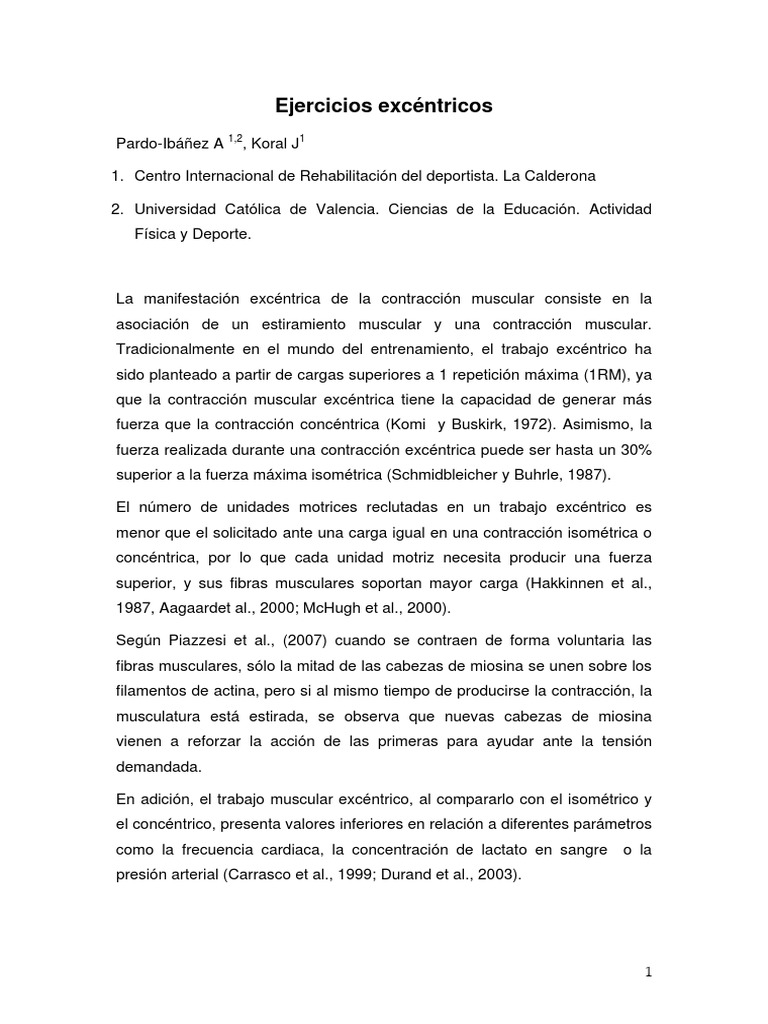 Ejercicios Excéntricos y Tendinopatías | PDF | Contracción muscular ...