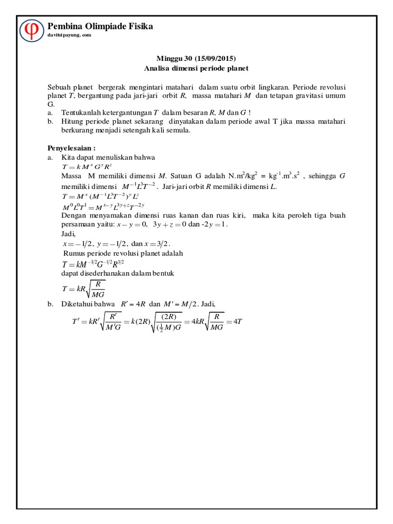 Analisa Dimensi Periode Planet | PDF
